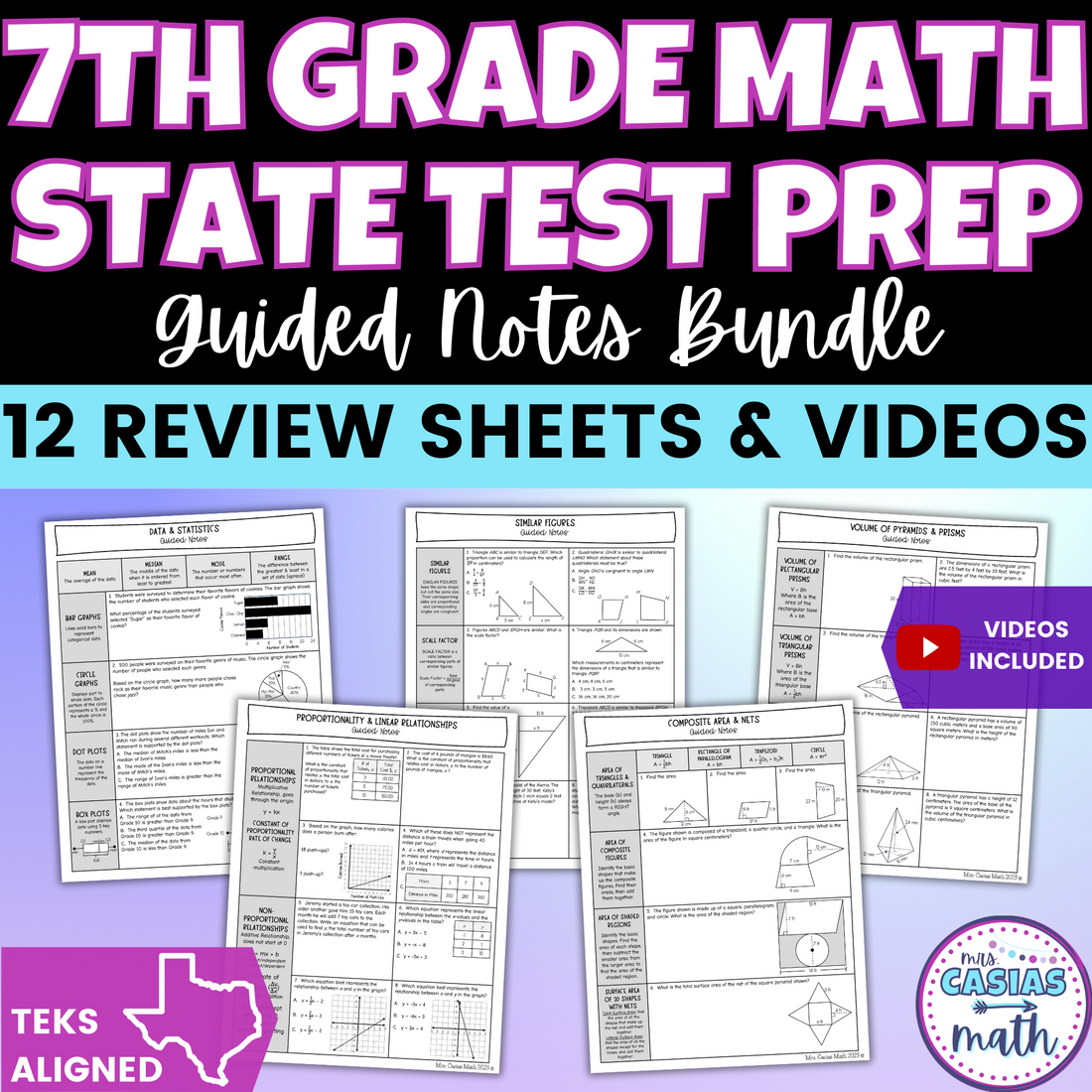 7th Grade Math STAAR Test Review Sheets – Casias Math