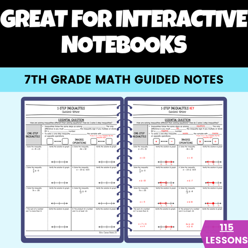 7th Grade Math Guided Notes Lessons BUNDLE Entire Year – Casias Math