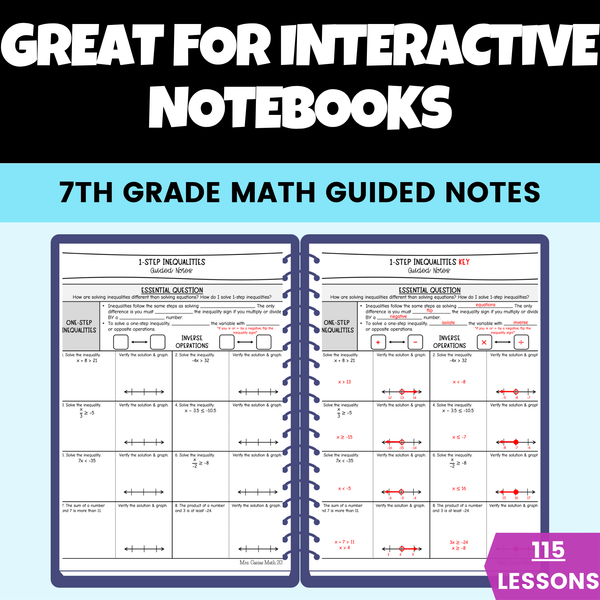 7th Grade Math Guided Notes Lessons BUNDLE Entire Year – Casias Math