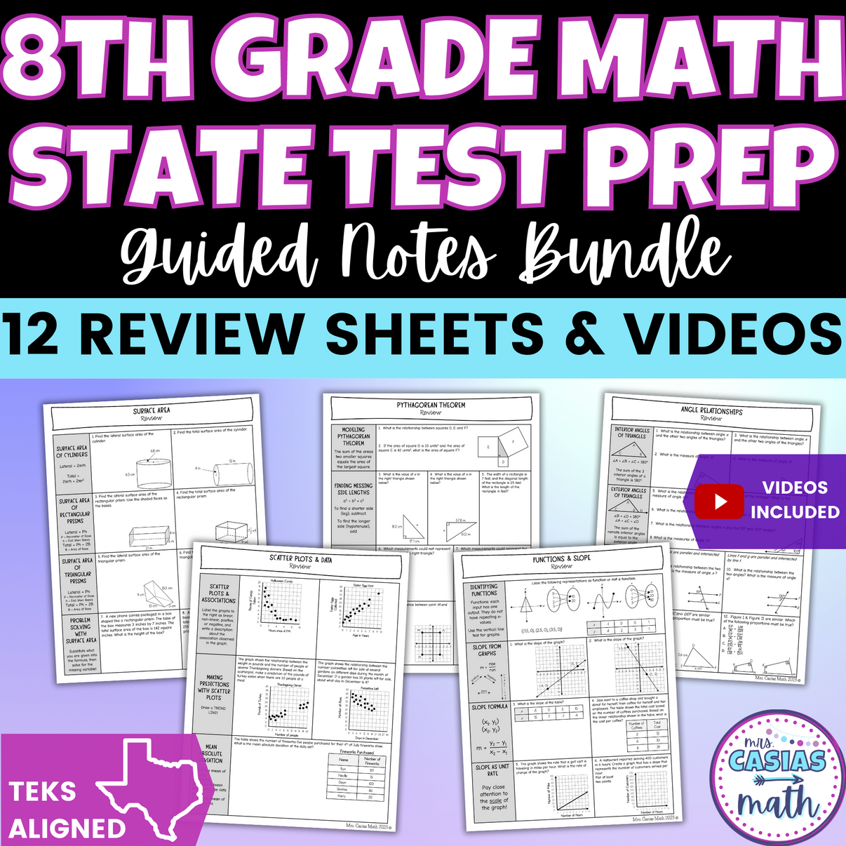 8th Grade Math STAAR Test Review Sheets – Casias Math