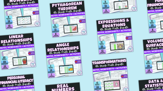 8th Notes Worksheets Activities Bundle – Casias Math