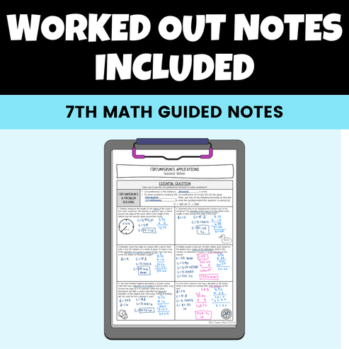 Area and Circumference of Circles Guided Notes Lessons 7th Grade Math ...