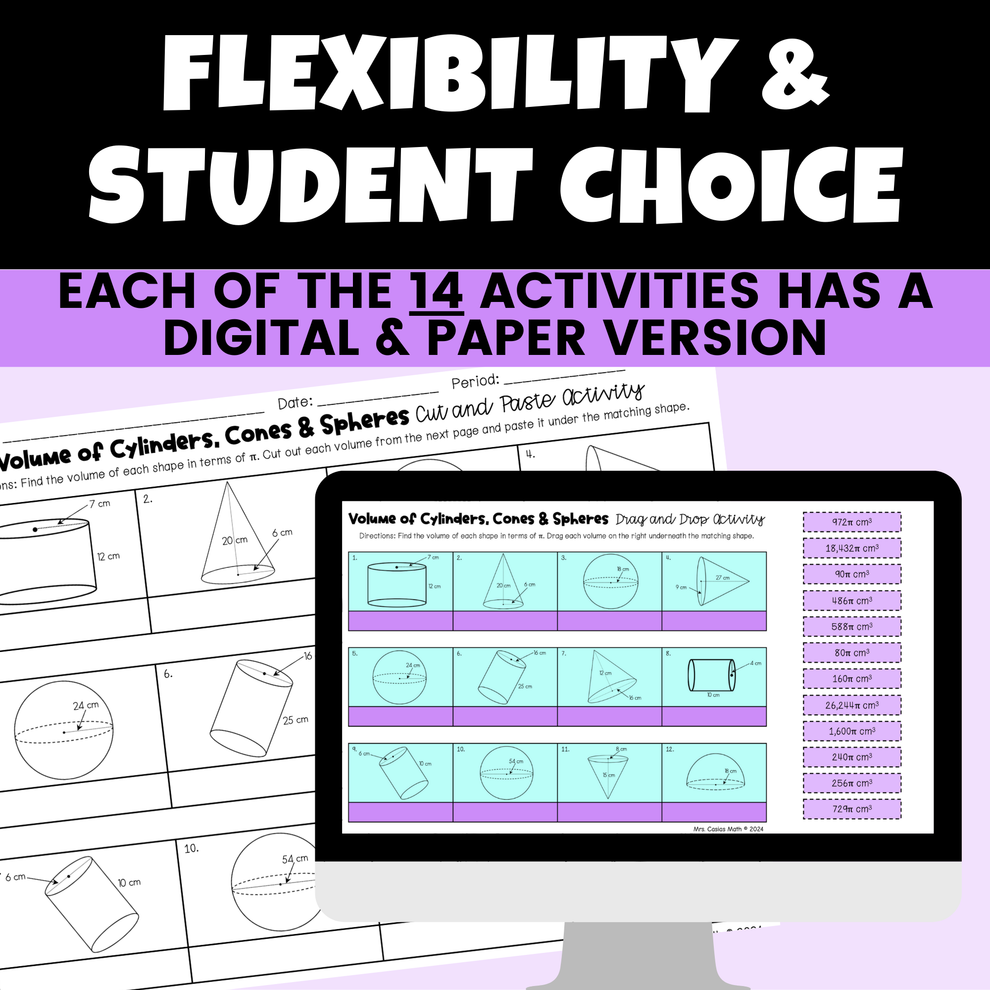 Volume and Surface Area Digital Activities and Worksheets 8th Grade Ma ...