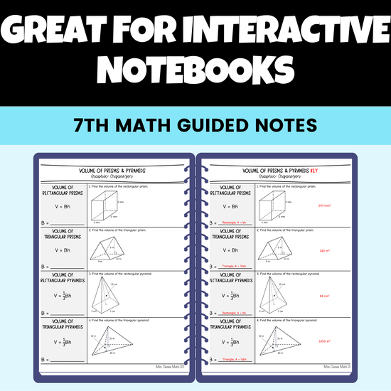 Volume of Prisms and Pyramids Guided Notes Lessons 7th Grade Math ...
